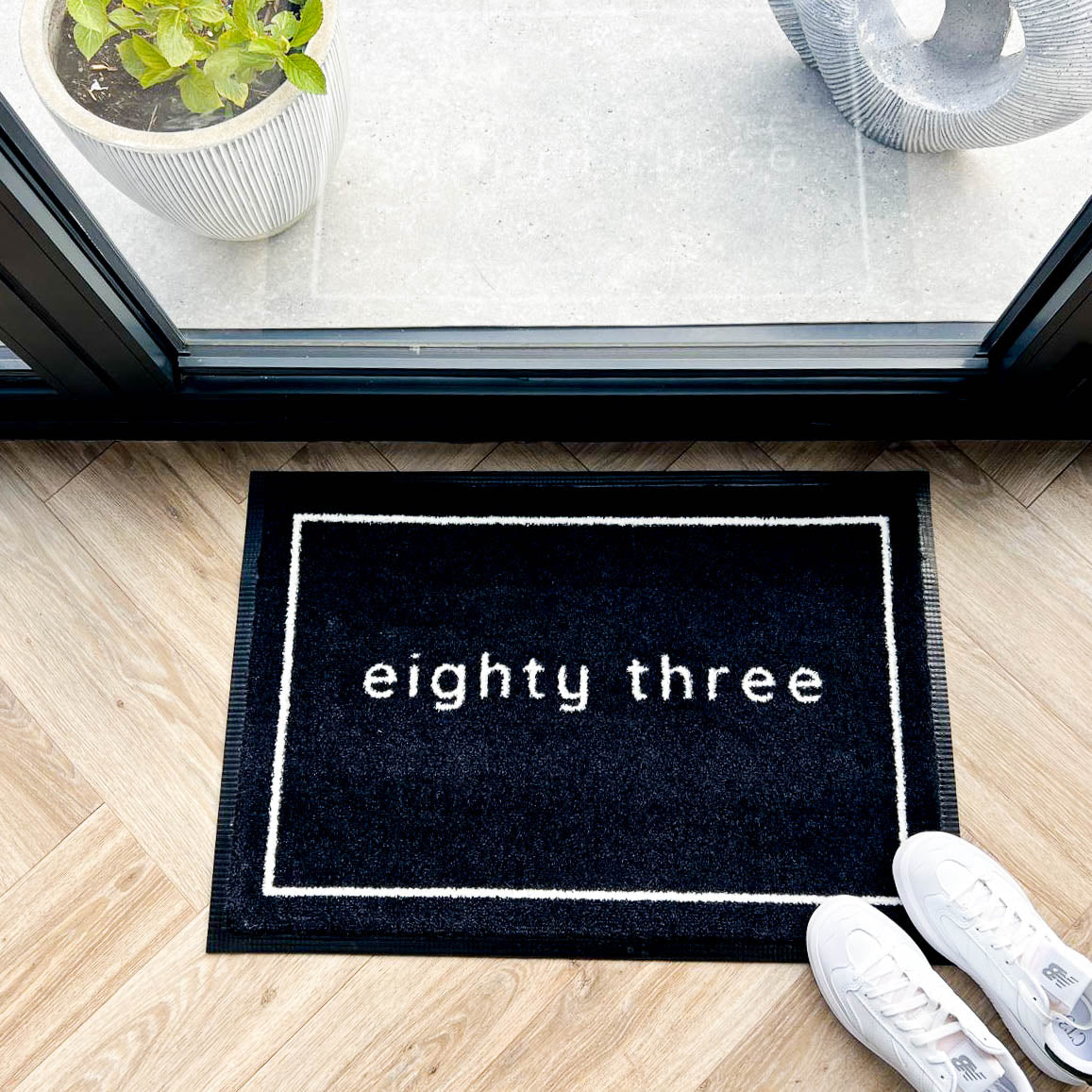 Door Number Personalised Doormat | Black & White